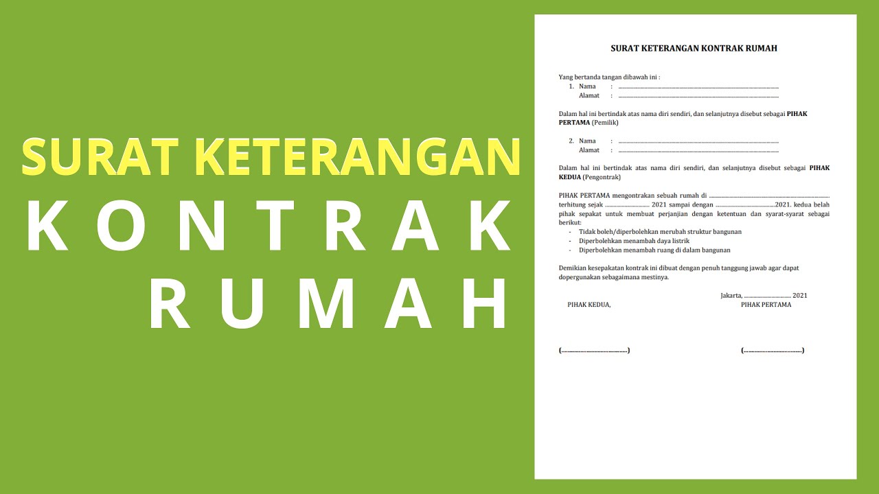 Surat Keterangan Kontrak Rumah