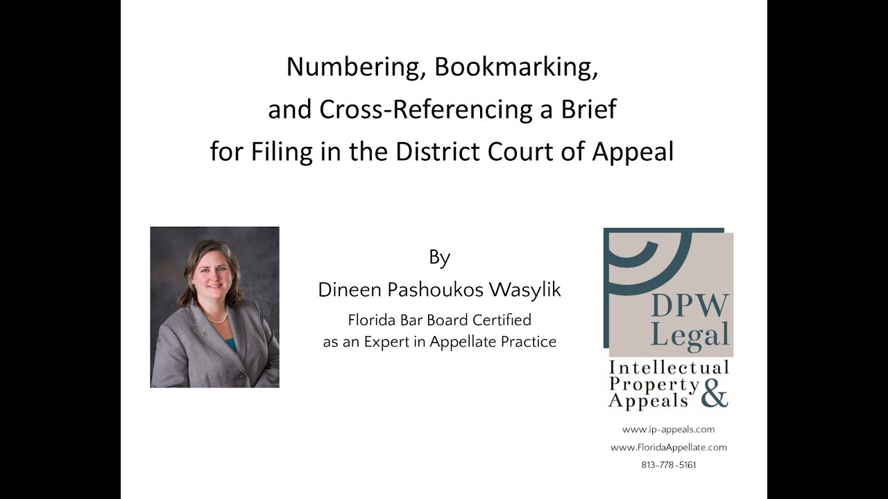 How to Bookmark, Re-Number, and Cross Reference a .pdf for Filing With the District Court of Appeal