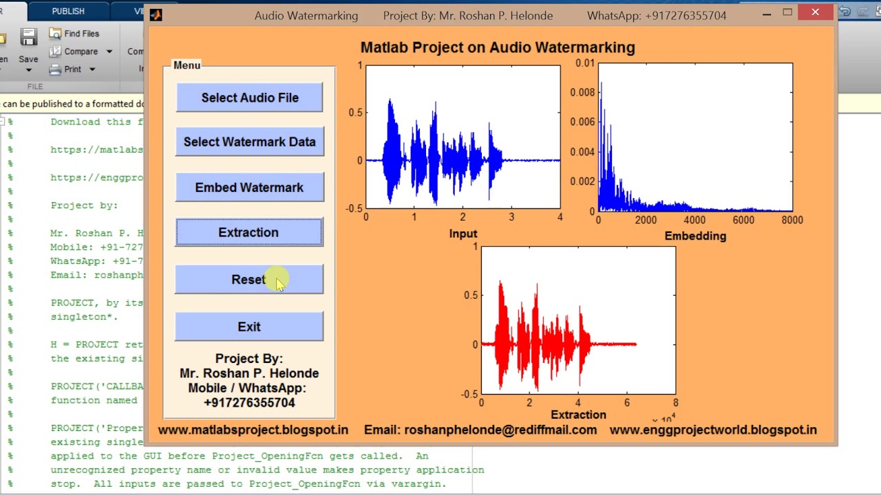 Audio Watermarking using matlab project code