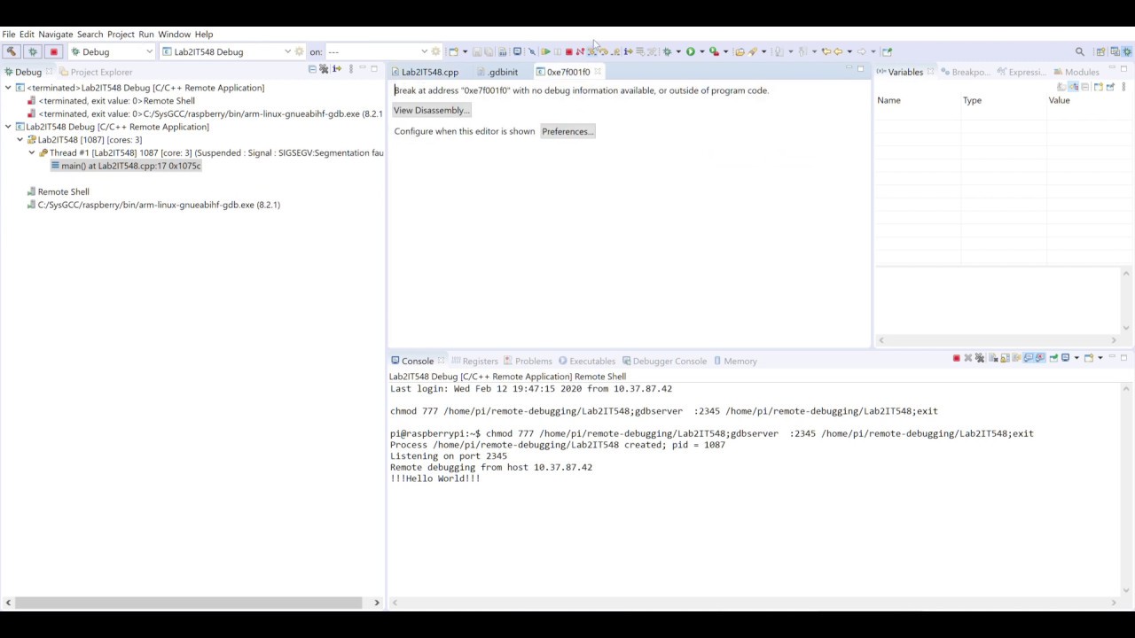 Eclipse Remote Debugging - Lab 2 Pass off