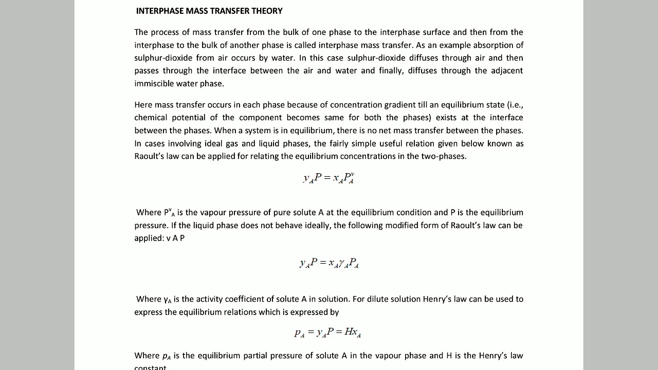 Inter phase Mass Transfer