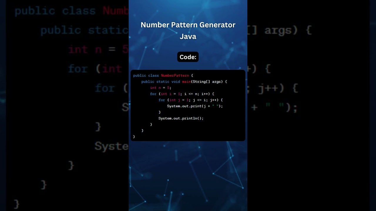 Number Pattern Generator in Java #coding #gaming #code #coder #java #tutorial #developer