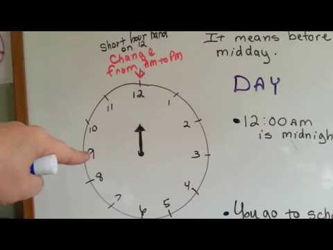 Grade 3 Math #10.2b, Time, A.M. and P.M. on Clock