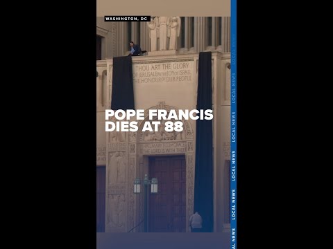 Honoring Pope Francis: Black bunting displayed at DC's Basilica