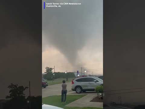 A tornado was spotted outside of Huntsville, Alabama, as severe weather swept through the region