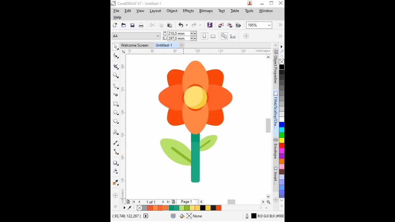 Simple Flower Flat Design With Corel Draw X7