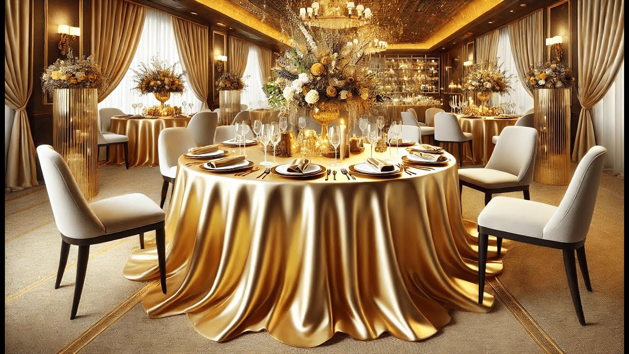 🎉 Exquisite Premium Plastic Tablecloth Round Table Cover | Best Gold Round Plastic Tablecloth ✨