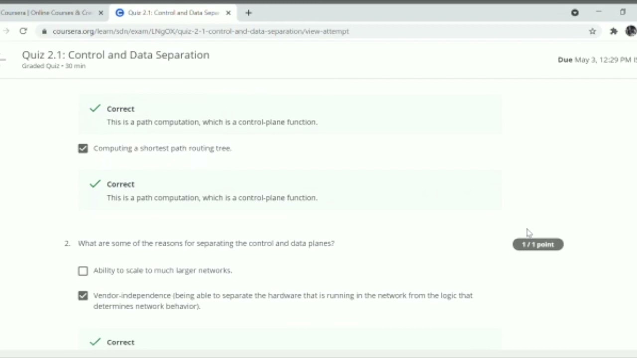 Software Defined Networking quiz 2.1 for your reference