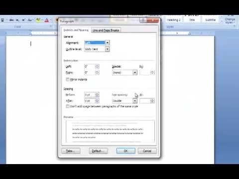 Using the Outline Format in Word