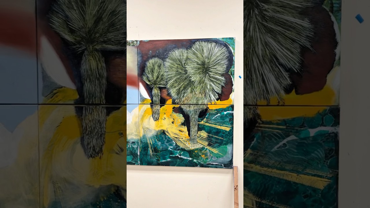 Henry Edwards Trust Art residency studio with painting in progress #artresidency #abstractfigurative