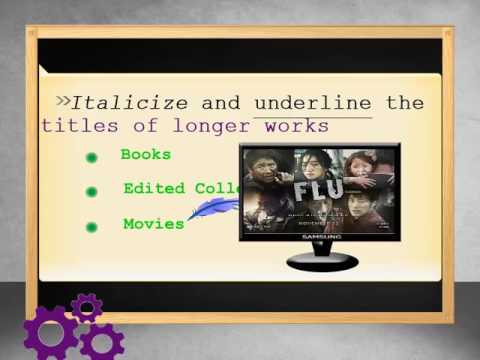 In text Citation Italicize and Underlining Rules