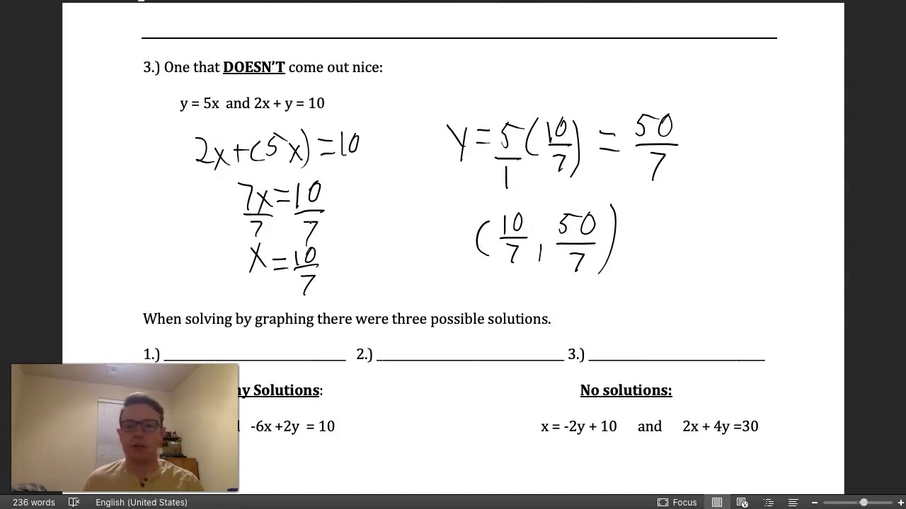 Alg 2 3-2: Solving Systems Algebraically