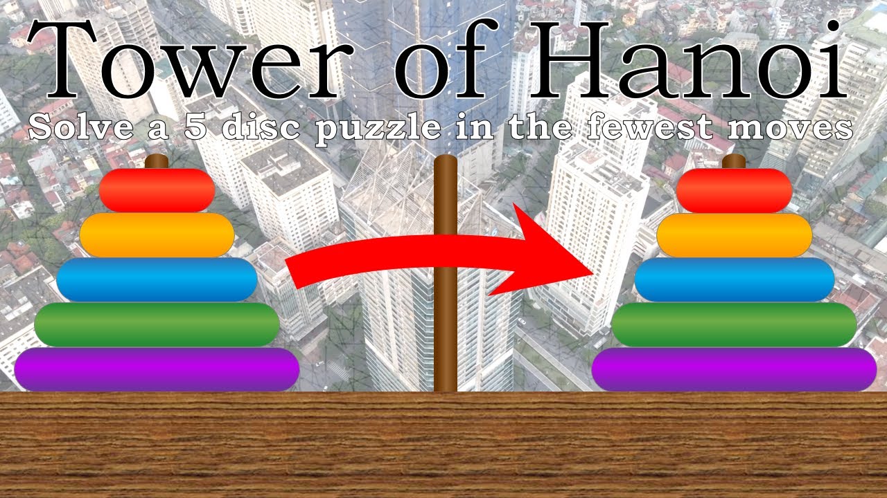 Tower of Hanoi 5 Disc Solution in the Fewest Moves
