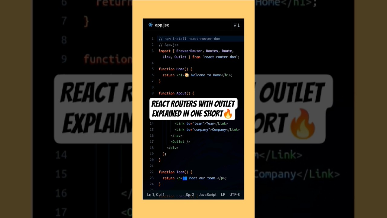 React Routers With Outlet Explained In One Short🔥#reactrouter #reactjs #outlet