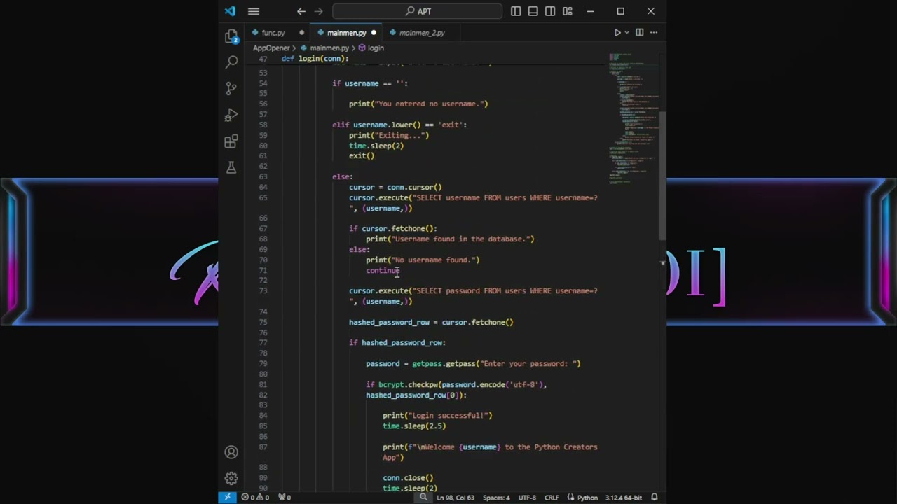 Python - Auth System (SQLite3) Login + Registration App #3 - Login  Register Function Complete