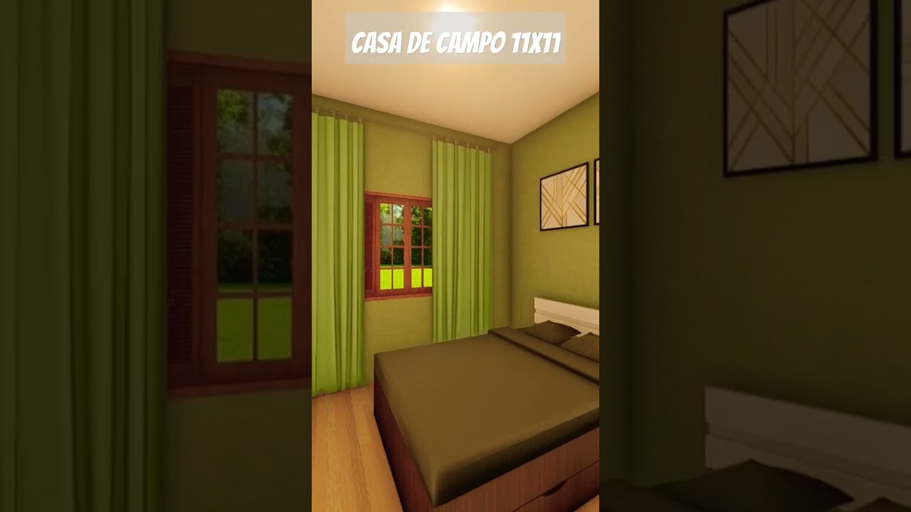 Casa simples de campo 11x11, sítio, chácara, fazenda. Com 2 quartos e amplo salão.  #casadecampo