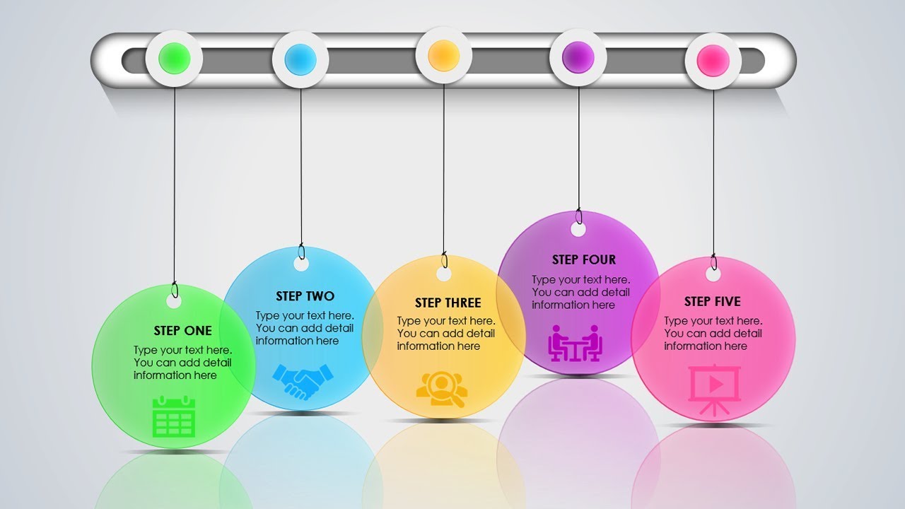 Colorful Hanging options infographic slide in PowerPoint