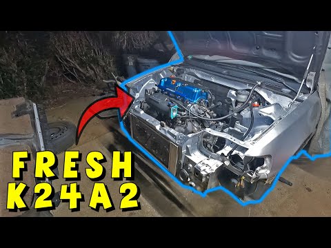 JUNKYARD REBUILT K24A2 INSTALLED IN HONDA CRX !