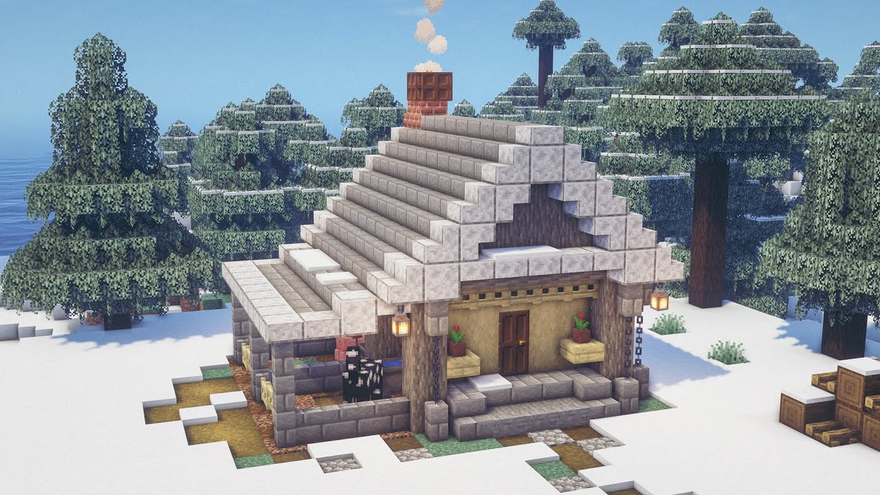 Minecraft | How to Build a Small Winter Cabin |Tutorial - Minecraft ...