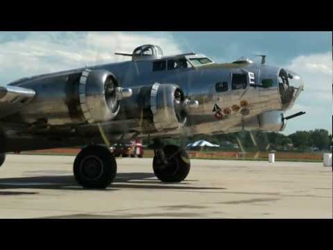 S.A.N.G.B. 2011 Air Show #4 B-17G Flying Fortress Yankee Lady Start-up B-25, DC-3, P-51