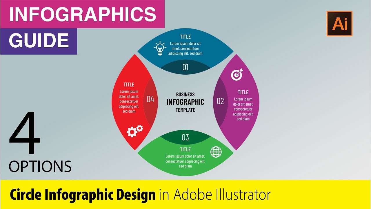 How to Create Circle Infographic with Four Options in Adobe Illustrator@AllFreePik