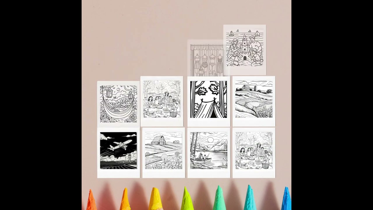 Summer Coloring Pages for Kids and Adults with Beach, Flowers, Camping Themes