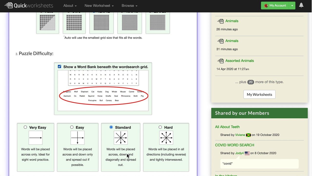 Create Wordsearch from Word List