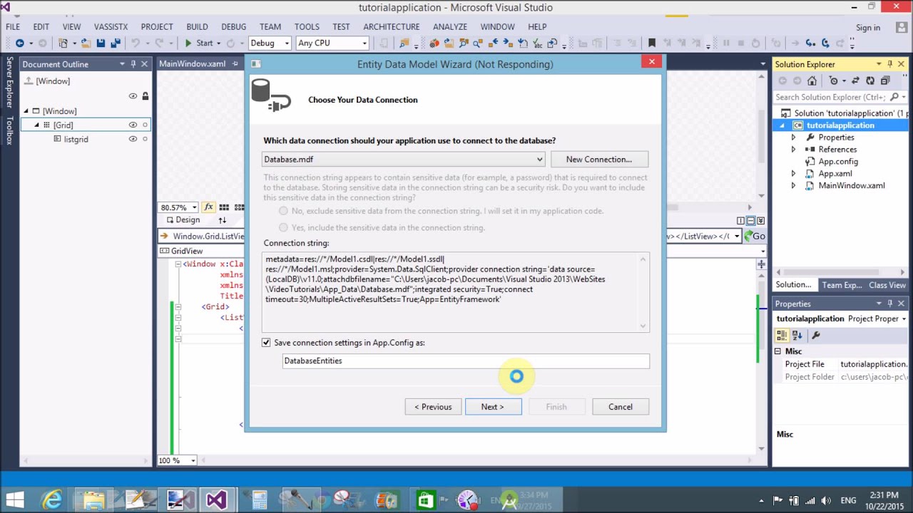 WPF Listview binding with Gridview using EDMX file