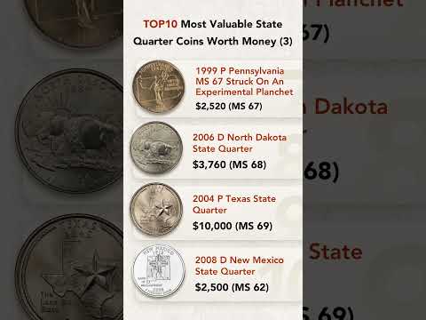 TOP 10 Most Valuable State Quarter Coins Worth Money (3) #coin #quarter #coinvalue #coincollecting