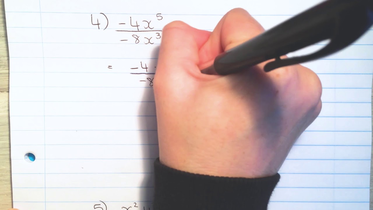 Worksheet 5 Dividing exponents