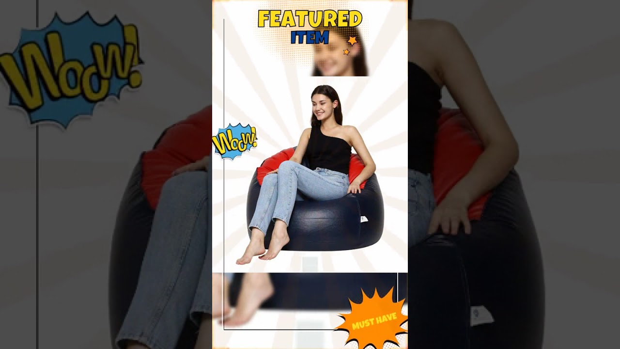 Multicolor Mudda Bean Bag Filled With Beans - Standard Size Navy & Red