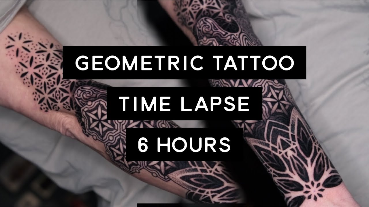 Geometric tattoo Timelapse. 6+ hrs in 10 mins. Mandala dotwork