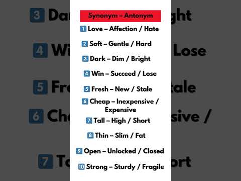 "Daily Use Synonyms and Antonyms | Must-Know Word Pairs for Everyday Speaking#shorts #words#english