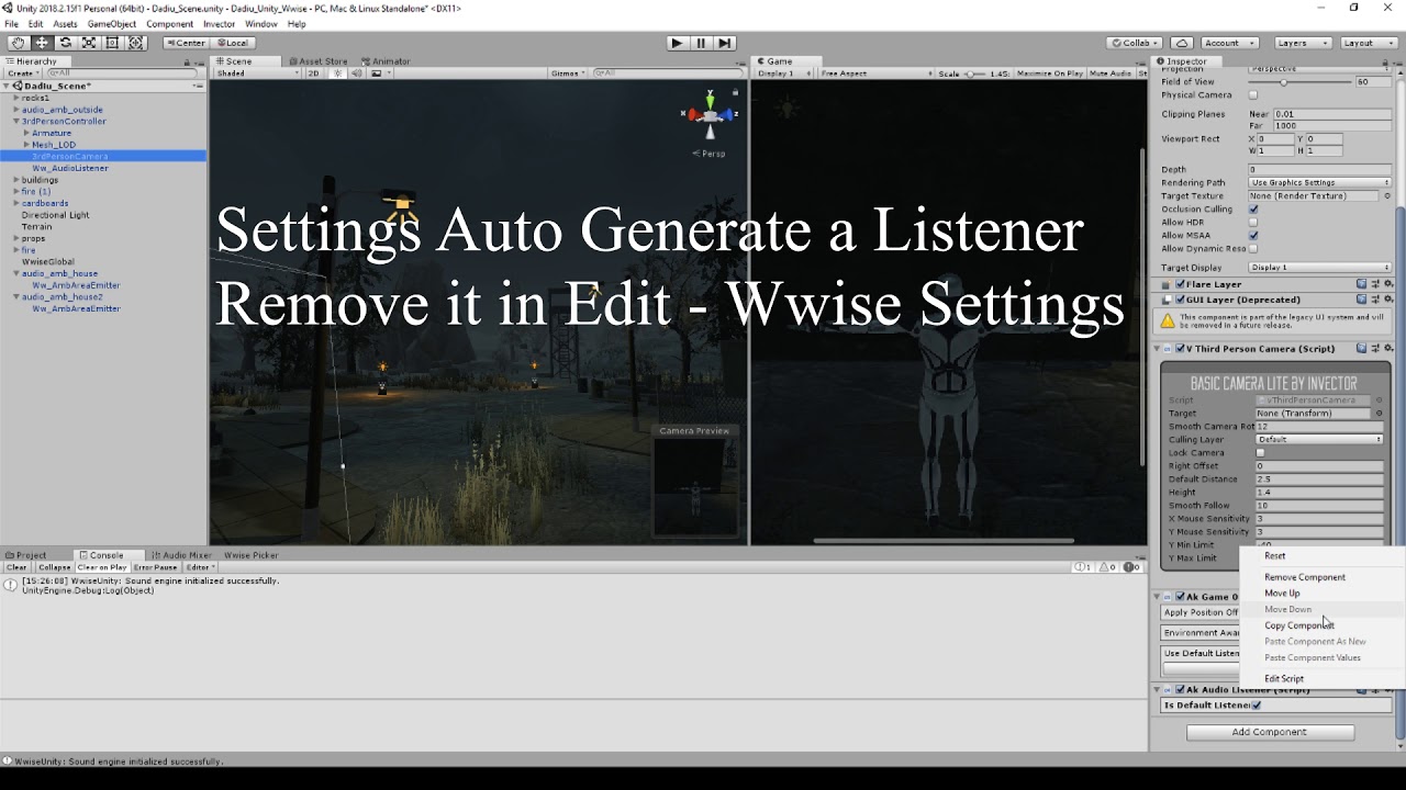 Wwise & Unity - Quick Camera and Listener Rotation Fix.