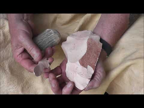 Flintknapping Basics! Working with a Large Spall! Percussion Flaking with a Moose Antler Billet!