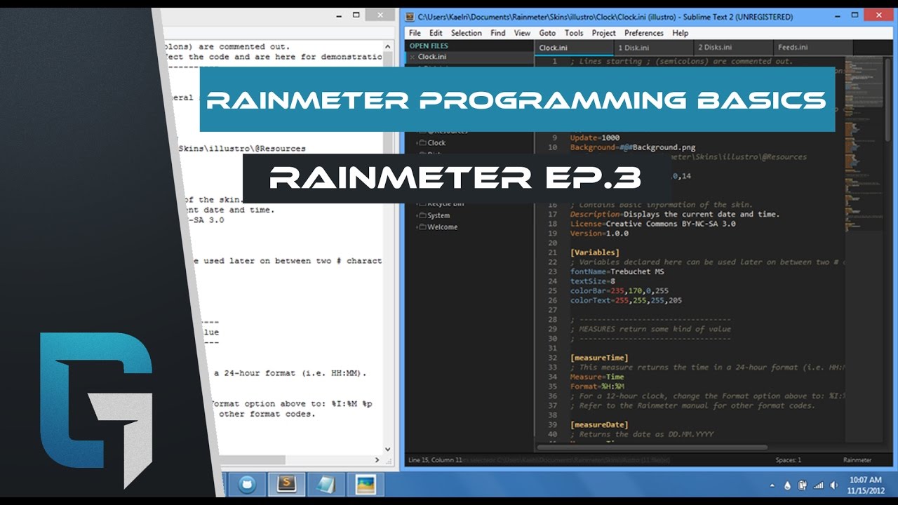 Rainmeter Programming Basics, Make Your FIRST SKIN! Rainmeter Episode 3
