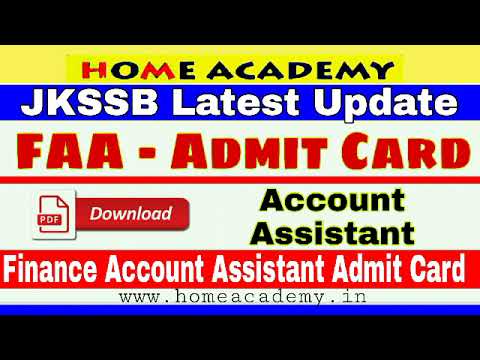 Account Assistant Admit card Finance Department JKSSB #jkssb #homeacademy #admitcard