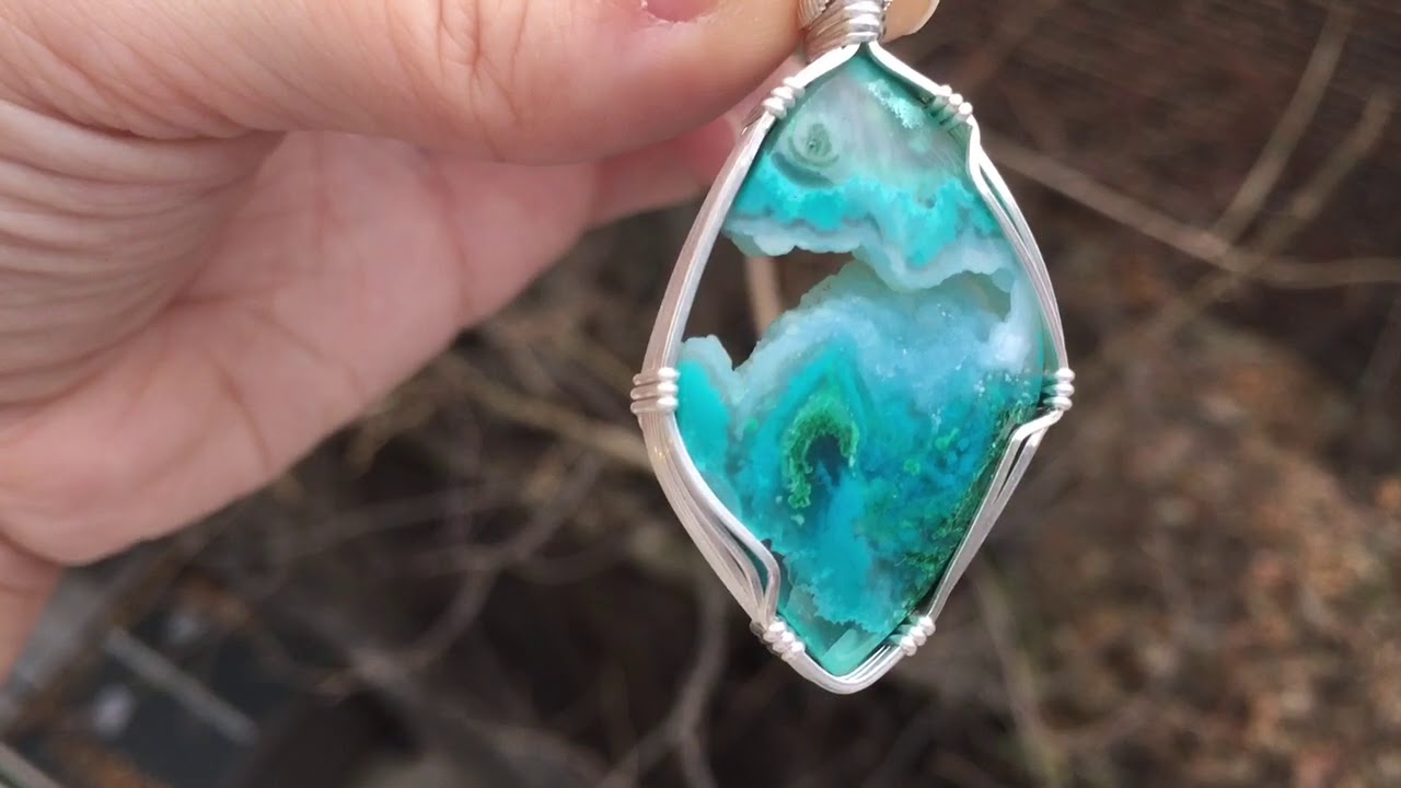 Inspiration Mine gem silica / chrysocolla with malachite pendant - Vines and Lines Jewelry