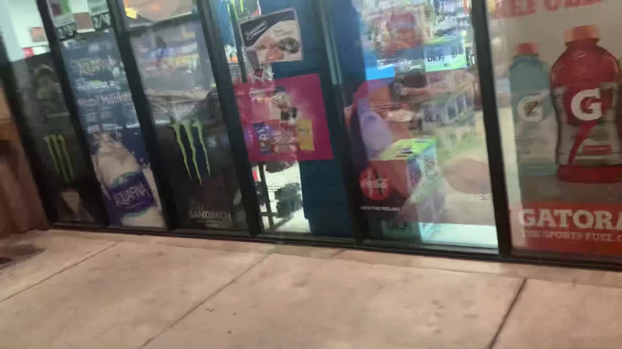 Mobil Gas Station Night Time Food Mart inside in Ontario California