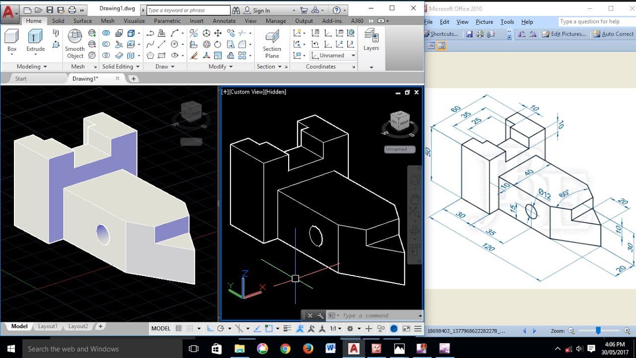 AutoCAD 3D Exercises Tutorials / Basics & Advance / Mechanical Part Model -4