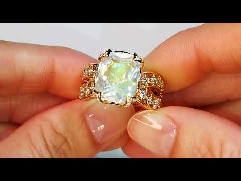 Rainbow Moonstone Ring at 7.21 carats by Kat Florence KF08212