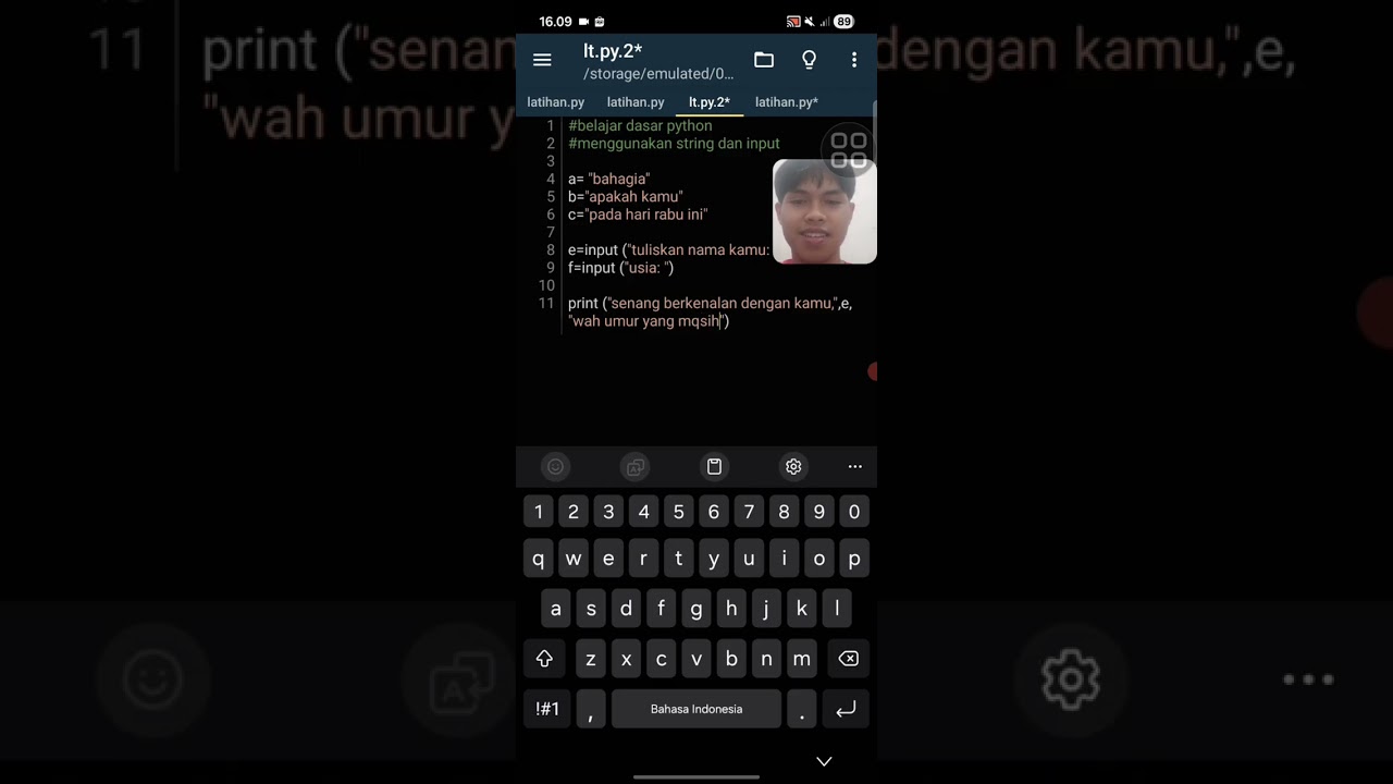 belajar dasar python string dan input