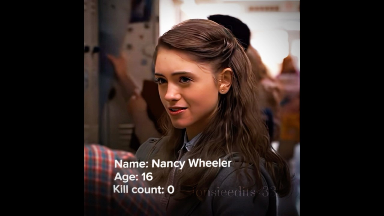 Nancy Wheeler||Stranger Things ( btw the kill count if not correct it’s just a prediction)