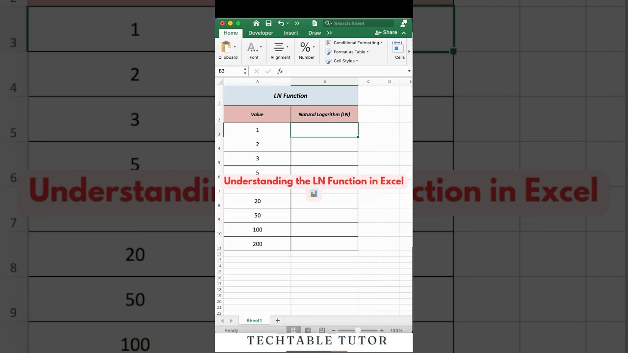 Quick Logarithm Hack : Master the LN Function in Excel! 📊 #excel #excelshorts