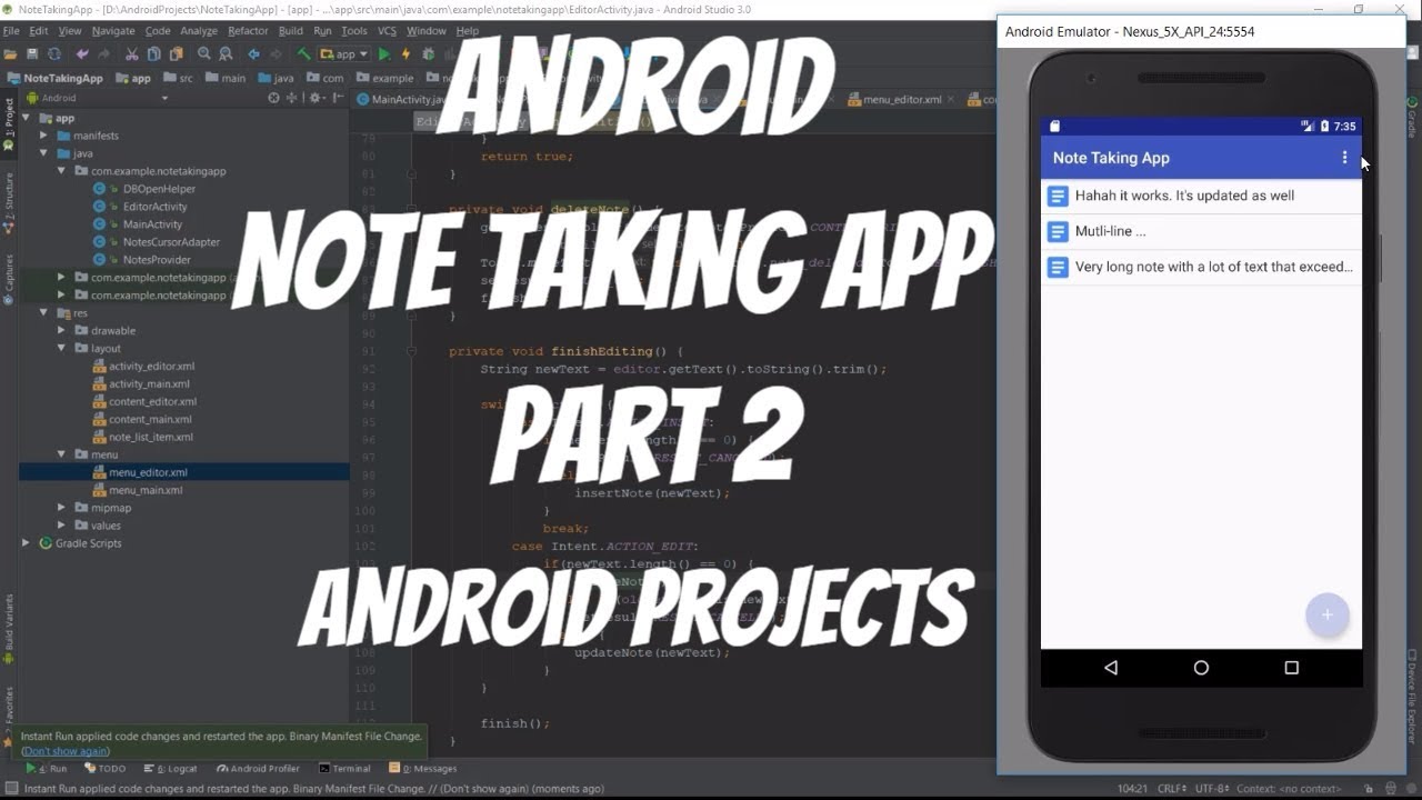 Android Projects - Note Taking App Part 2