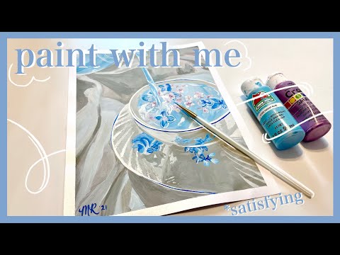 *satisfying* Paint With Me Acrylic | College Dorm Decor Poster blue tea aesthetic