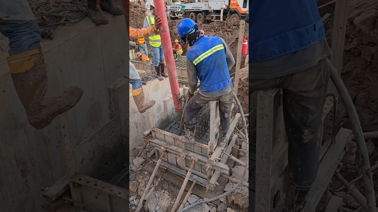 Pouring pile cap concrete #shorts #construction #building #civilengineering