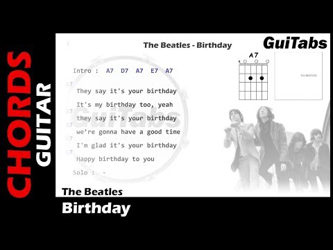 BIRTHDAY 🎂 - The Beatles ( Lyrics - GUITAR Chords 🎸- Karaoke )