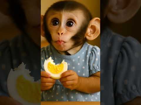 π₯π΅ Baby Monkey Loves Boiled Eggs More Than Anything!