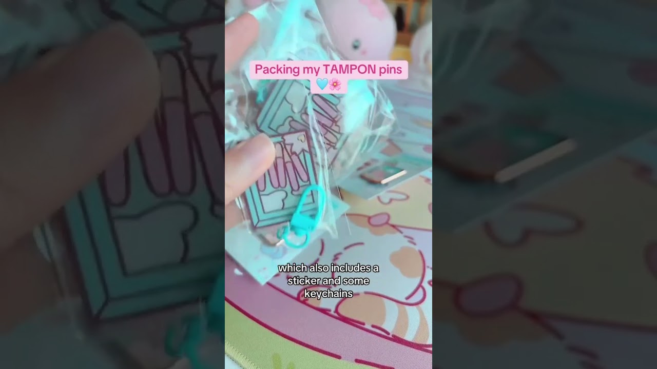 Packing my TAMPON pins 🩵🌸 #kawaii #enamelpins